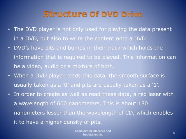 Dvd drive structure and its Working | PPTX | Computer Peripherals | Computing