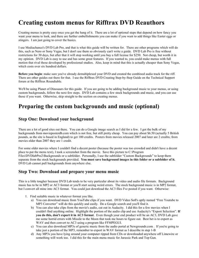 Dvd menu creation_guide | PDF | Digital Audio | Computer Software and ...