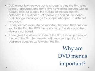 DVD Menus | PPTX | Computer Animation | Computer Software and Applications