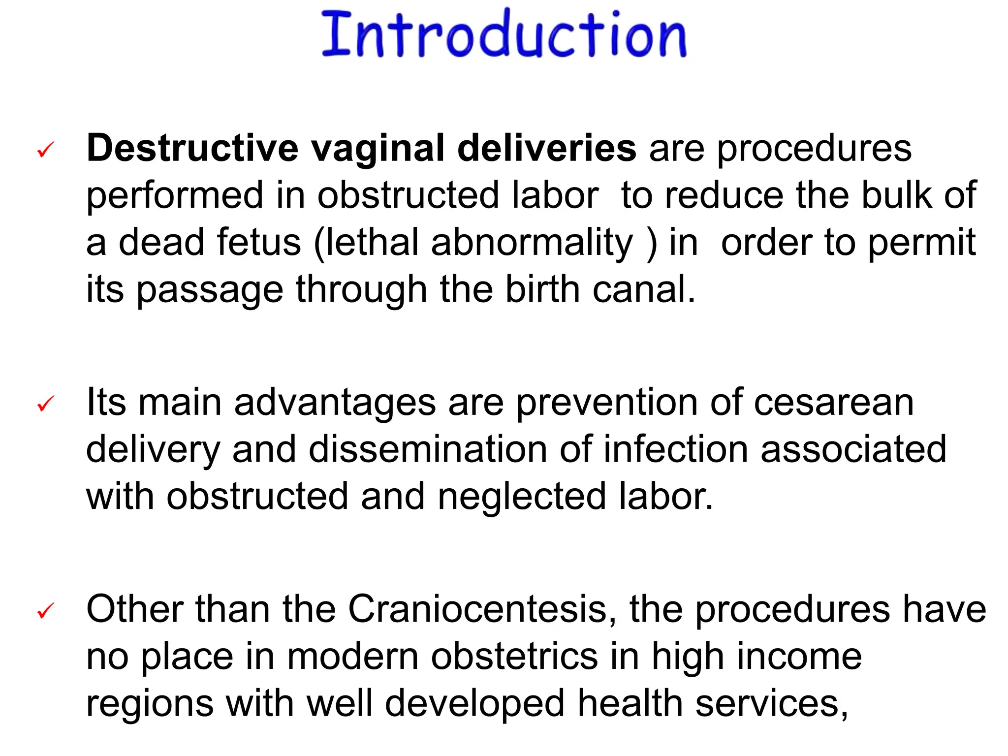 destructive vaginal delivery in gynecology | PPTX