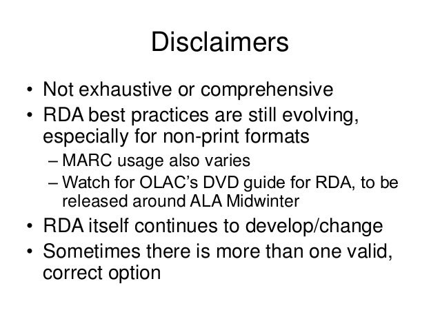 RDA & DVDs : Bringing it All Together: RDA from Experience : COMO XXV