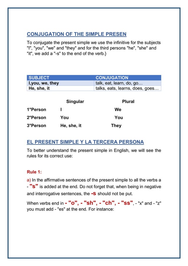 Ejemplos de presente simple | PDF