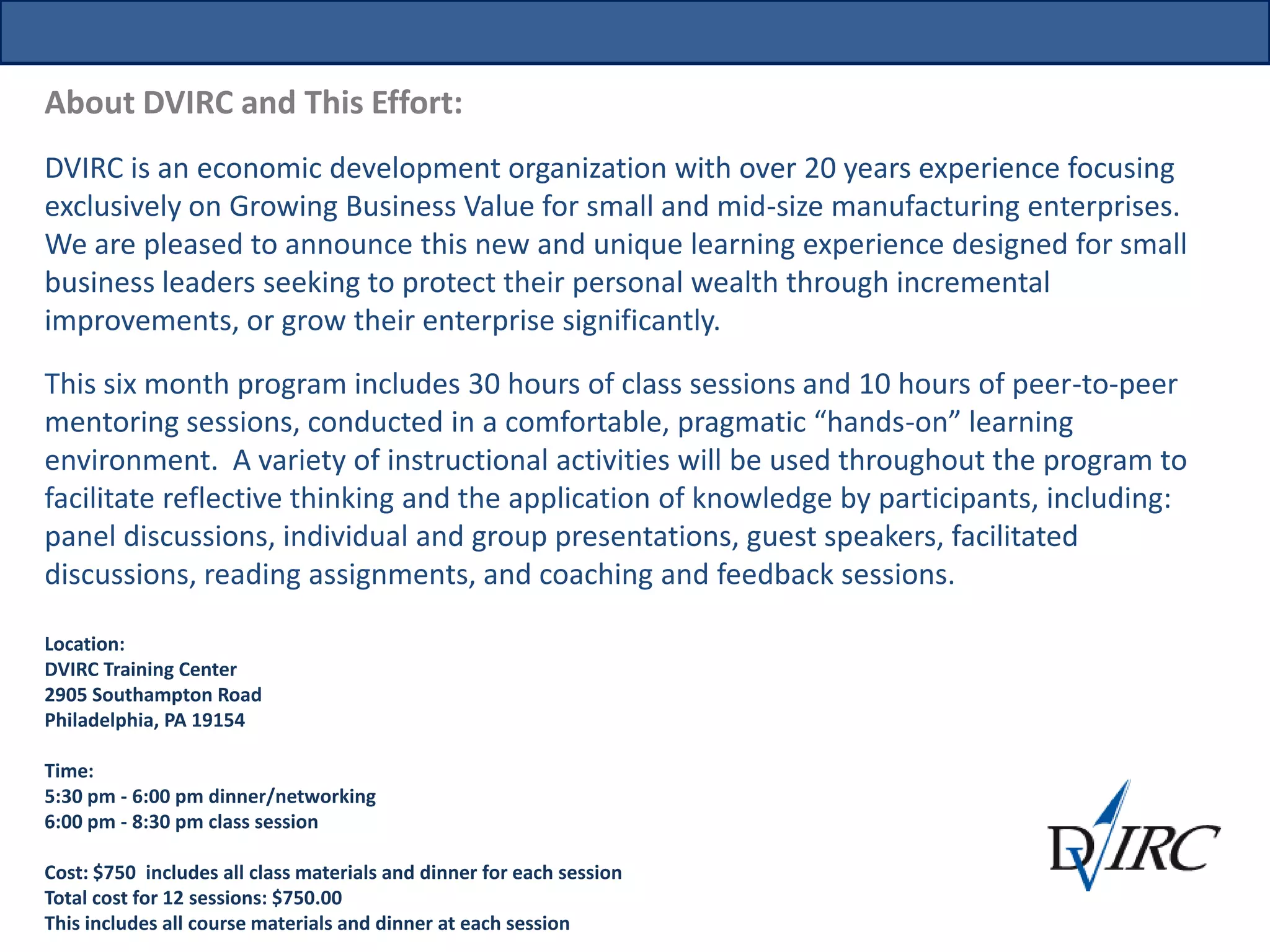 Dvirc sba small business growth plan | PPT