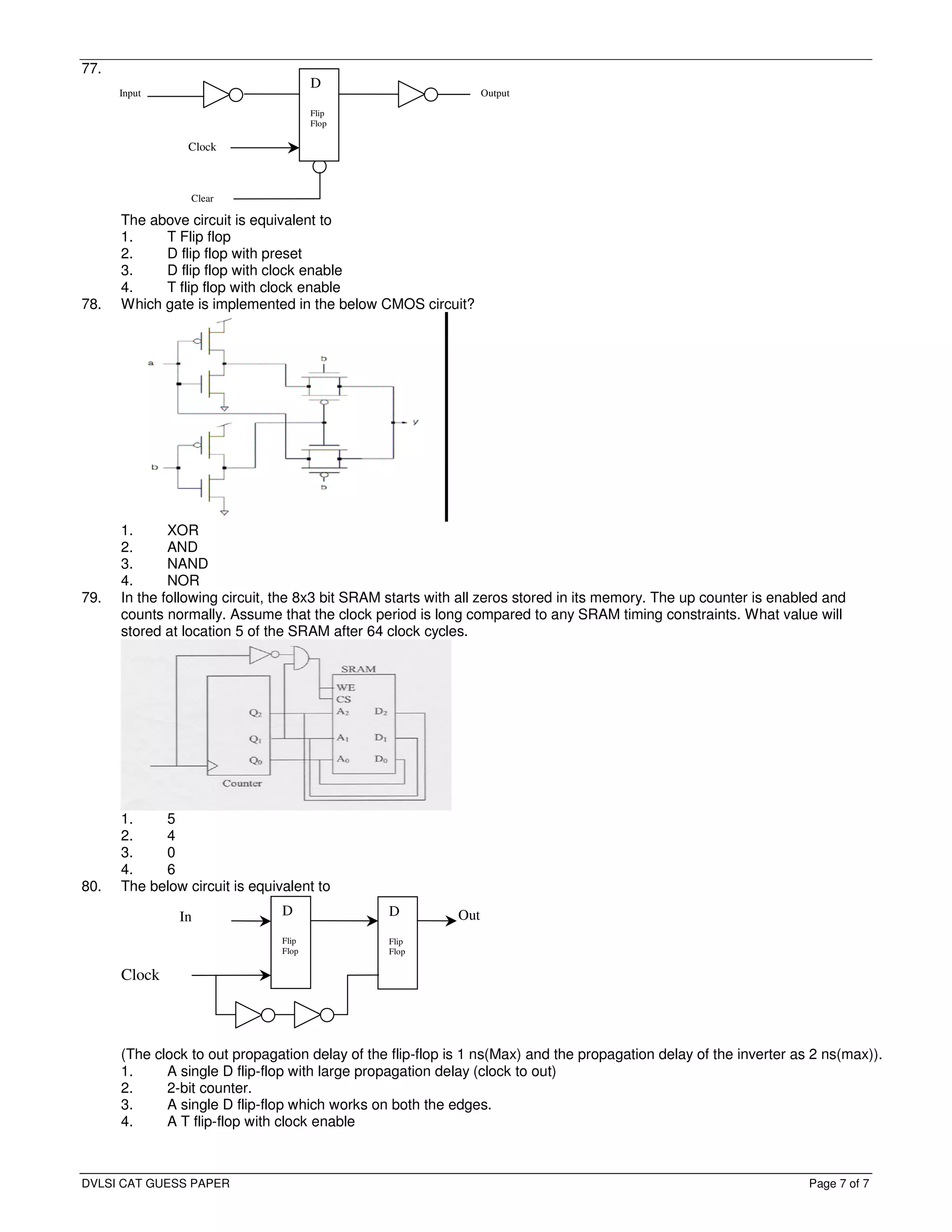 DVLSI Guess paper for CDAC CCAT Jun- Jul 2013 Enterence examination | PDF