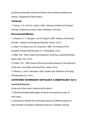 Dvm 2nd semester course outline (new) | PDF