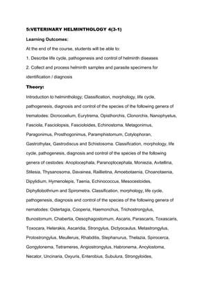 Dvm 4th semester course outline (new) | PDF