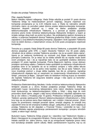 Dvojbe oko prodaje telekoma srbije | DOC