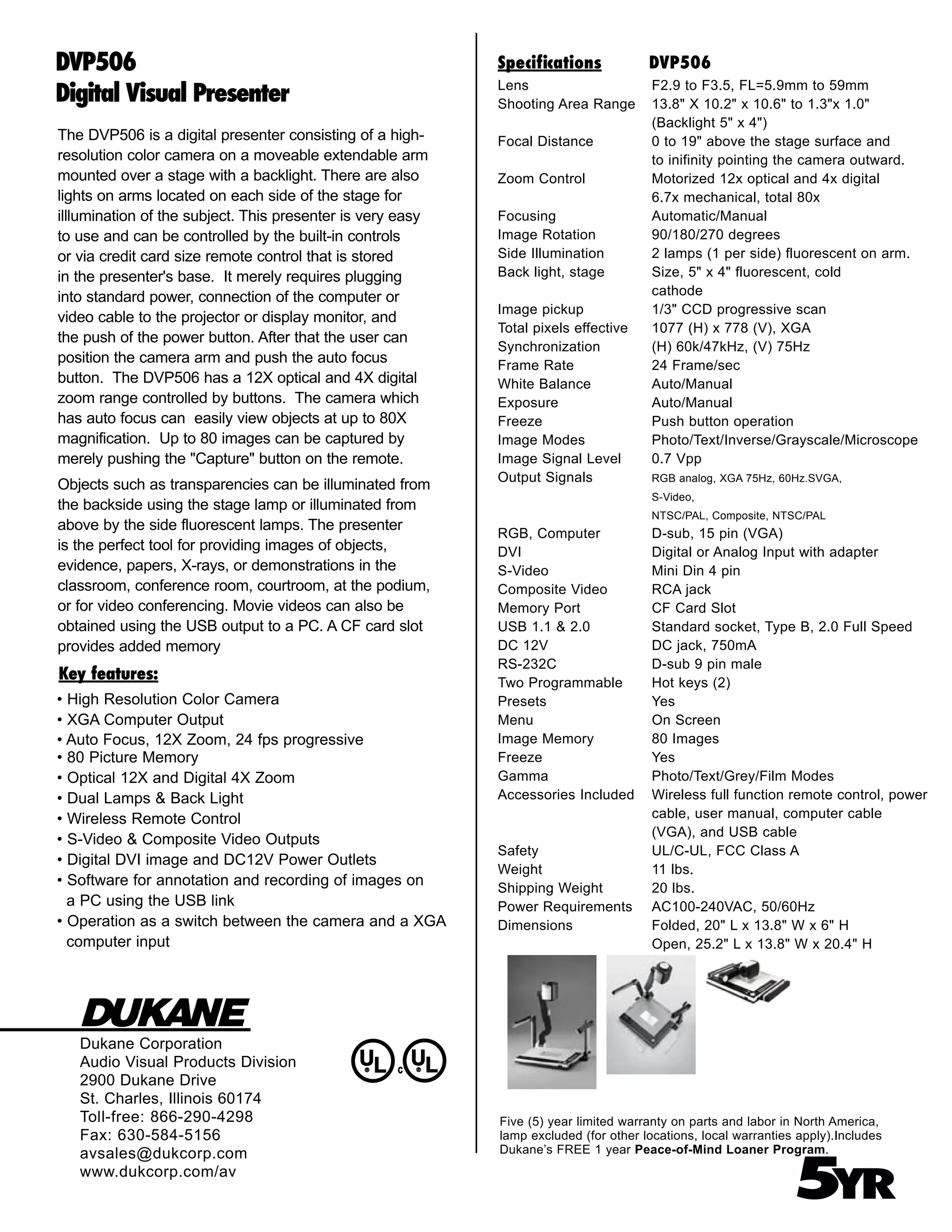 Dukane Visual Presenter 506 | PDF