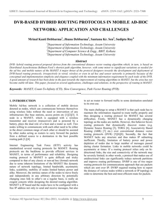 Dvr based hybrid routing protocols in mobile ad-hoc network application and challenges | PDF