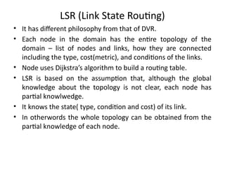 DISTANCE VECTOR ROUTING AND LINK STATE ROUTING | PPTX
