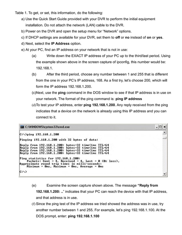 DVR Networking: How to Connect Your DVR to the LAN | PDF