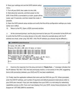 DVR Networking: How to Connect Your DVR to the LAN | PDF