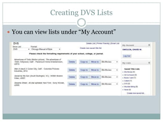 Finding DVDs with Descriptive Video Service capability in the Library ...