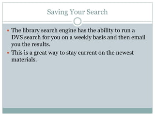 Finding DVDs with Descriptive Video Service capability in the Library ...
