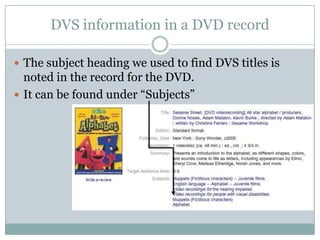 Finding DVDs with Descriptive Video Service capability in the Library ...