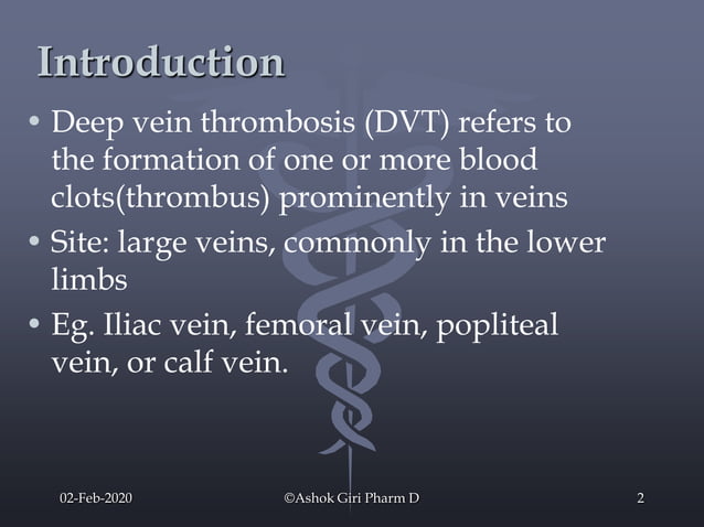 Deep Vein Thrombosis | PPT
