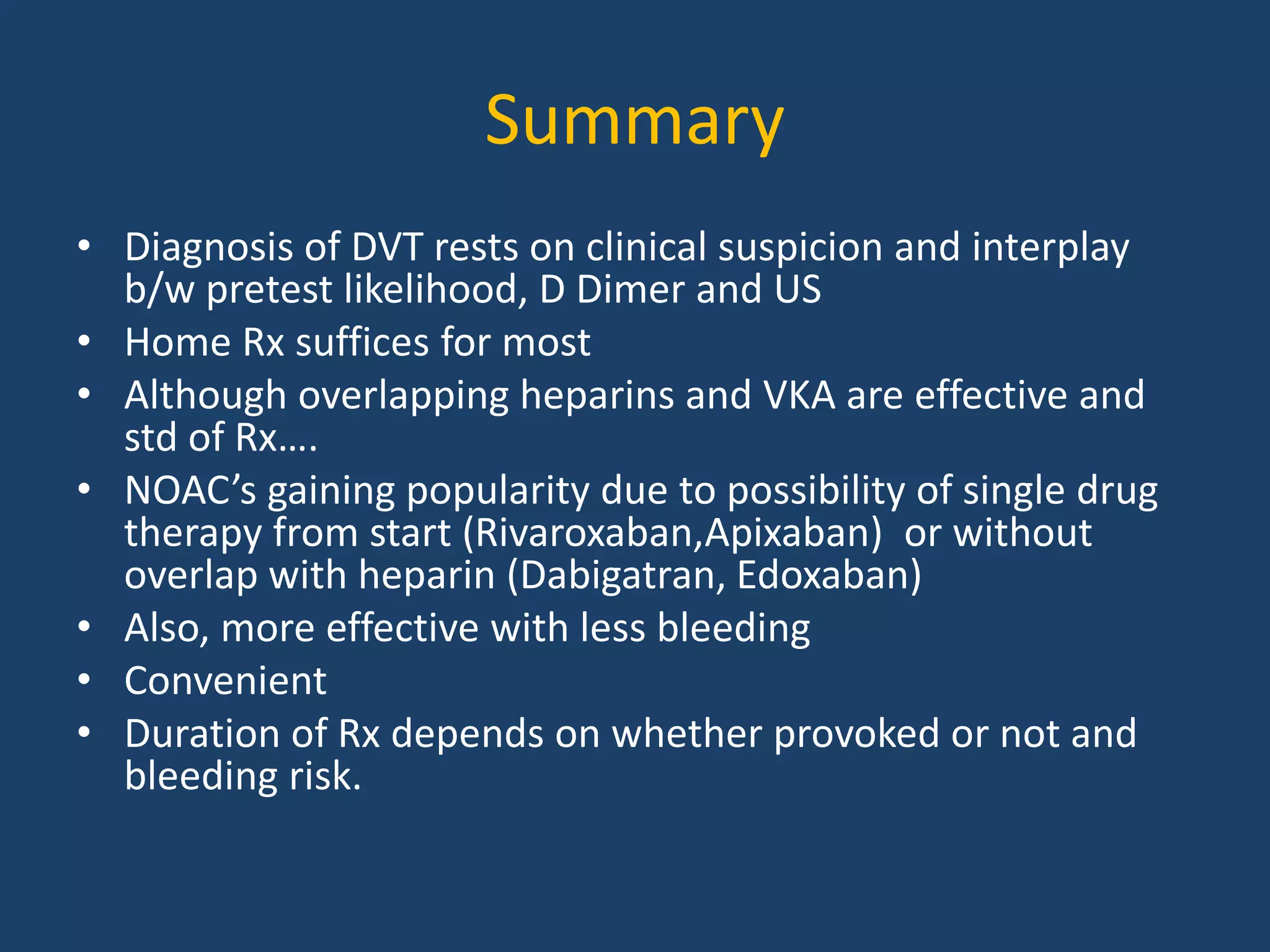 Dvt diagnosis and management | PPTX