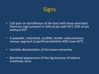 Dvt diagnosis and management | PPTX
