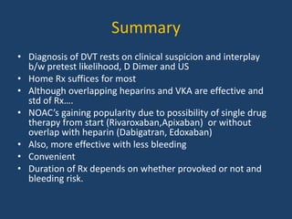 Dvt diagnosis and management | PPT