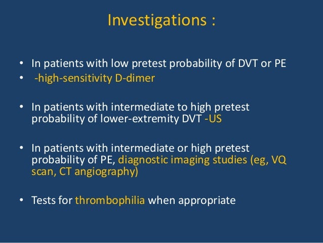 Dvt diagnosis and management