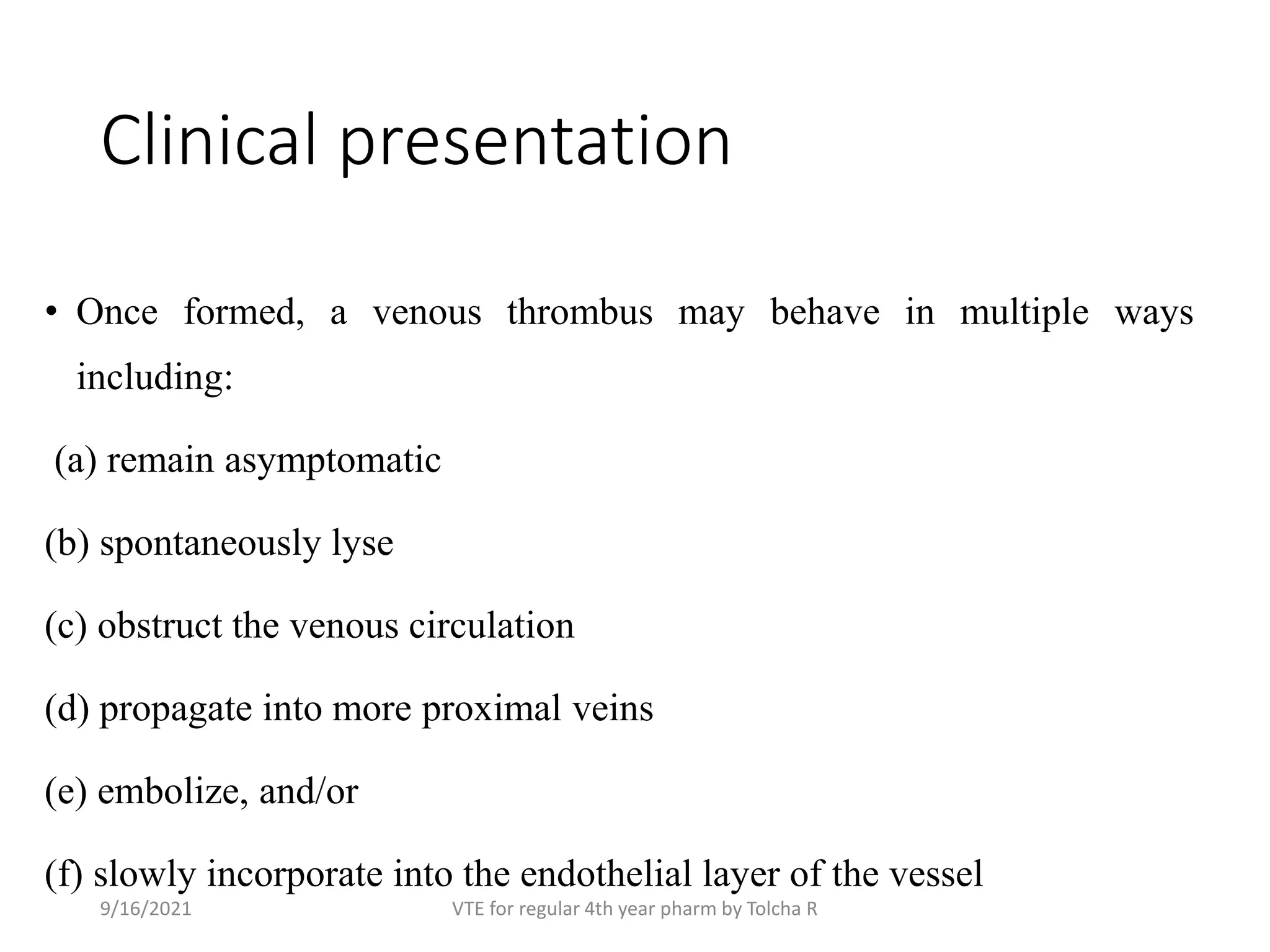 Pharmacotherapy of Venous thrombo embolism | PPT