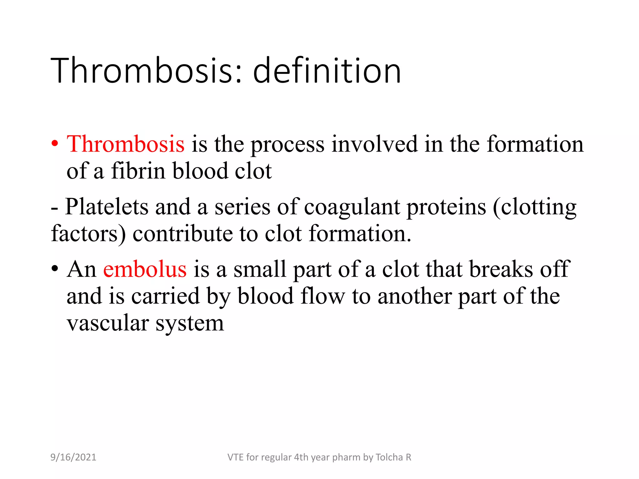 Pharmacotherapy of Venous thrombo embolism | PPTX