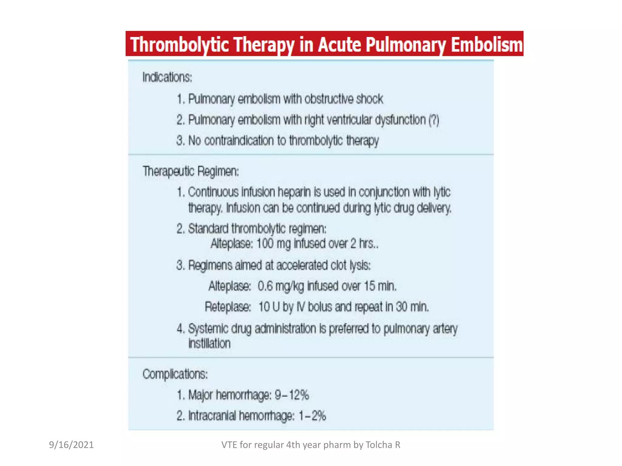 Pharmacotherapy of Venous thrombo embolism | PPTX