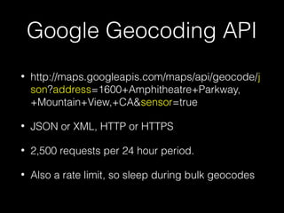 Data + Visualization Toronto Meetup 4: The Google Maps API | PPT