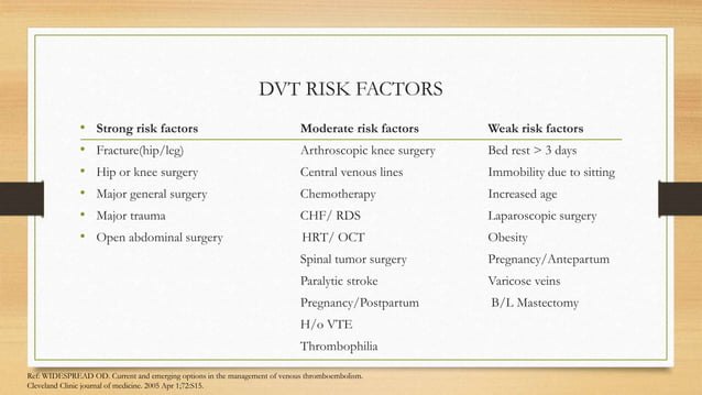DVT PROPHYLAXIS FOR SURGERIES-dona.pptx | Blood Disorders | Diseases ...