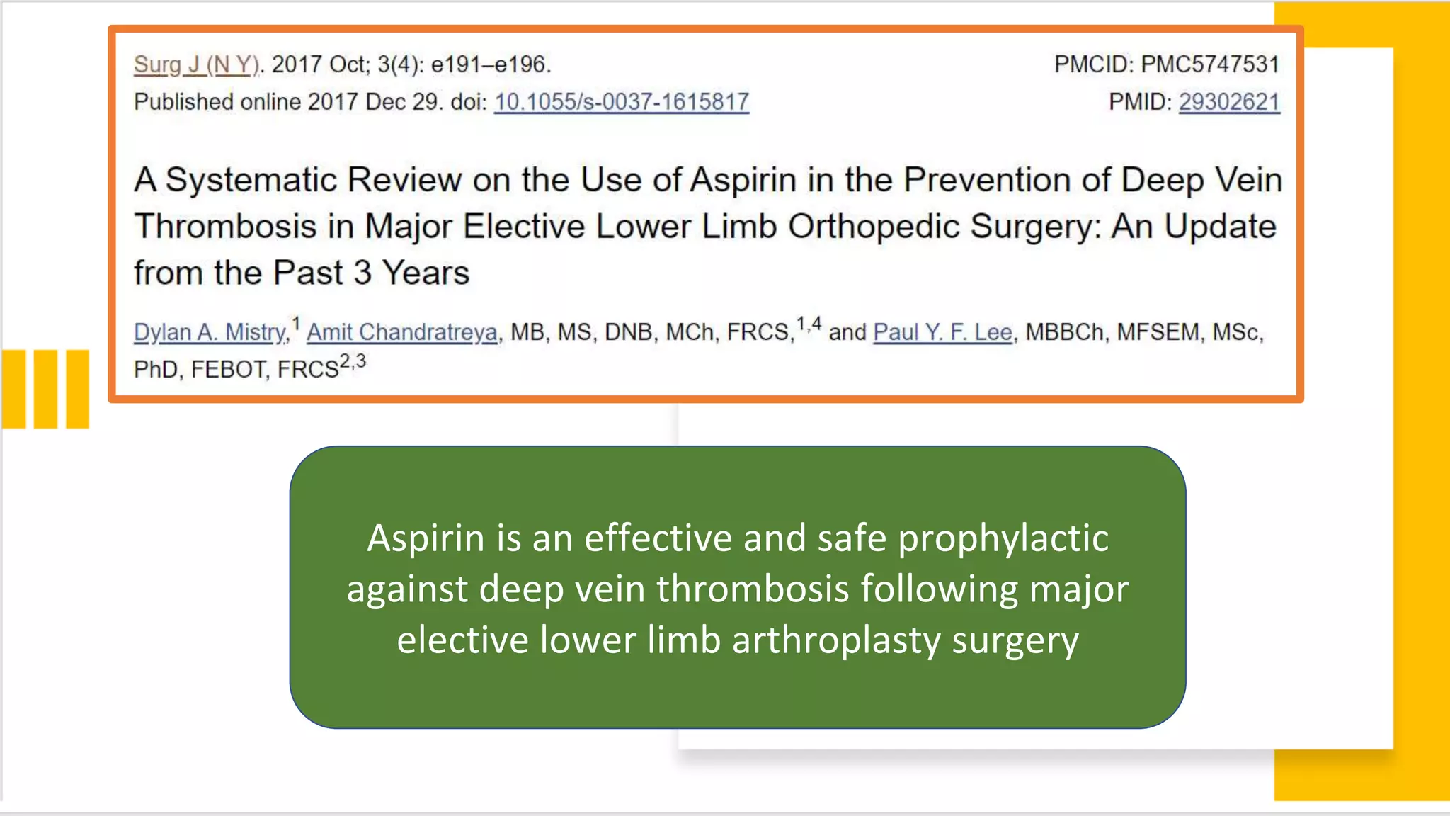 Dvt prophylaxis in orthopaedic surgery | PPTX