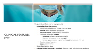 Deep Vein Thrombosis and other Thromboembolisms | PPTX