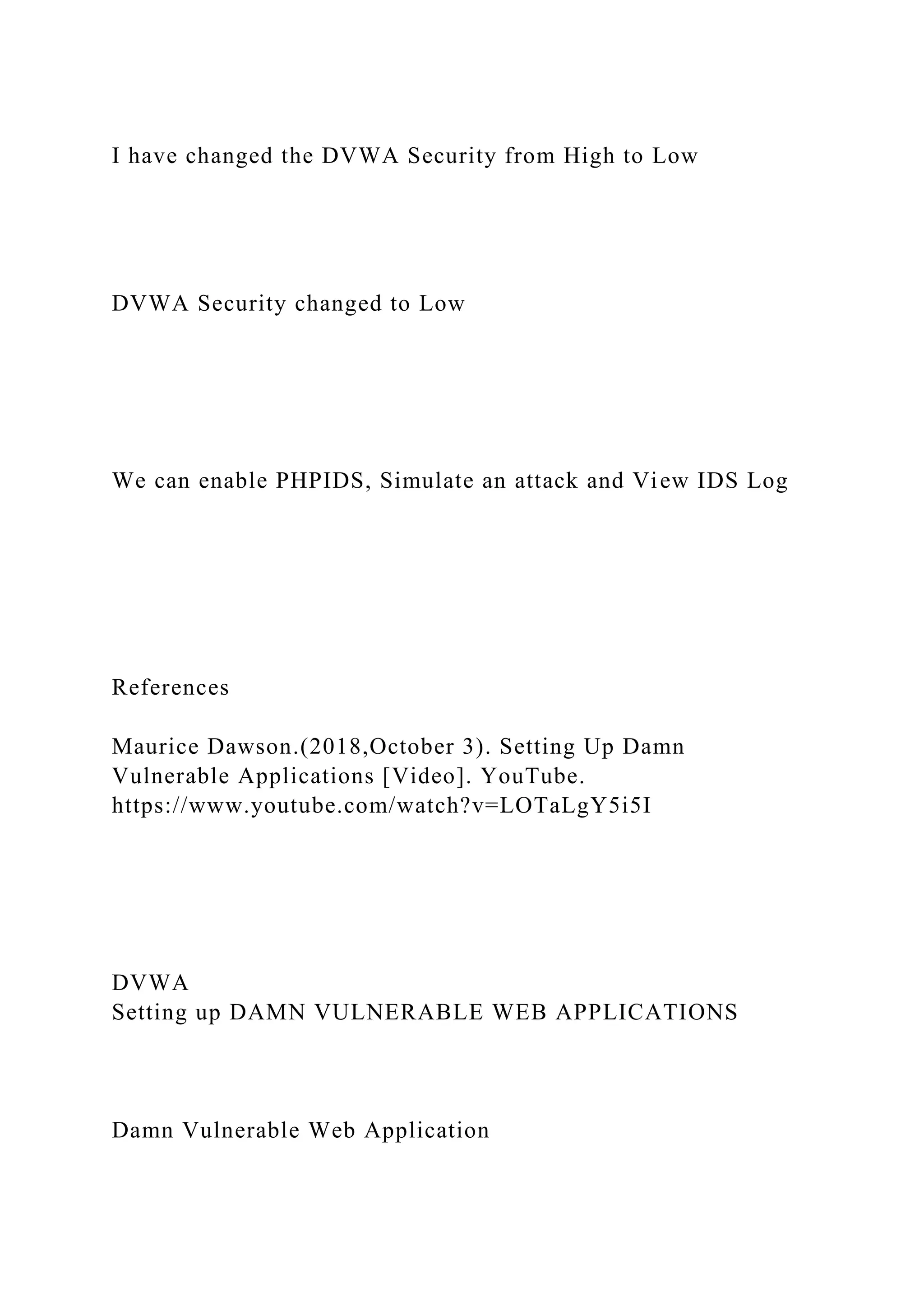 DVWASetting up DAMN VULNERABLE WEB APPLICATIONSDam.docx