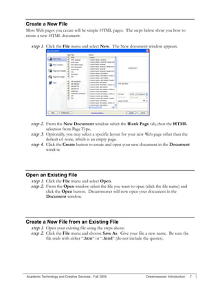 Dw cs3-introduction | PDF | Web Design and HTML | Internet