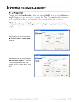 Dw cs3-introduction | PDF | Web Design and HTML | Internet