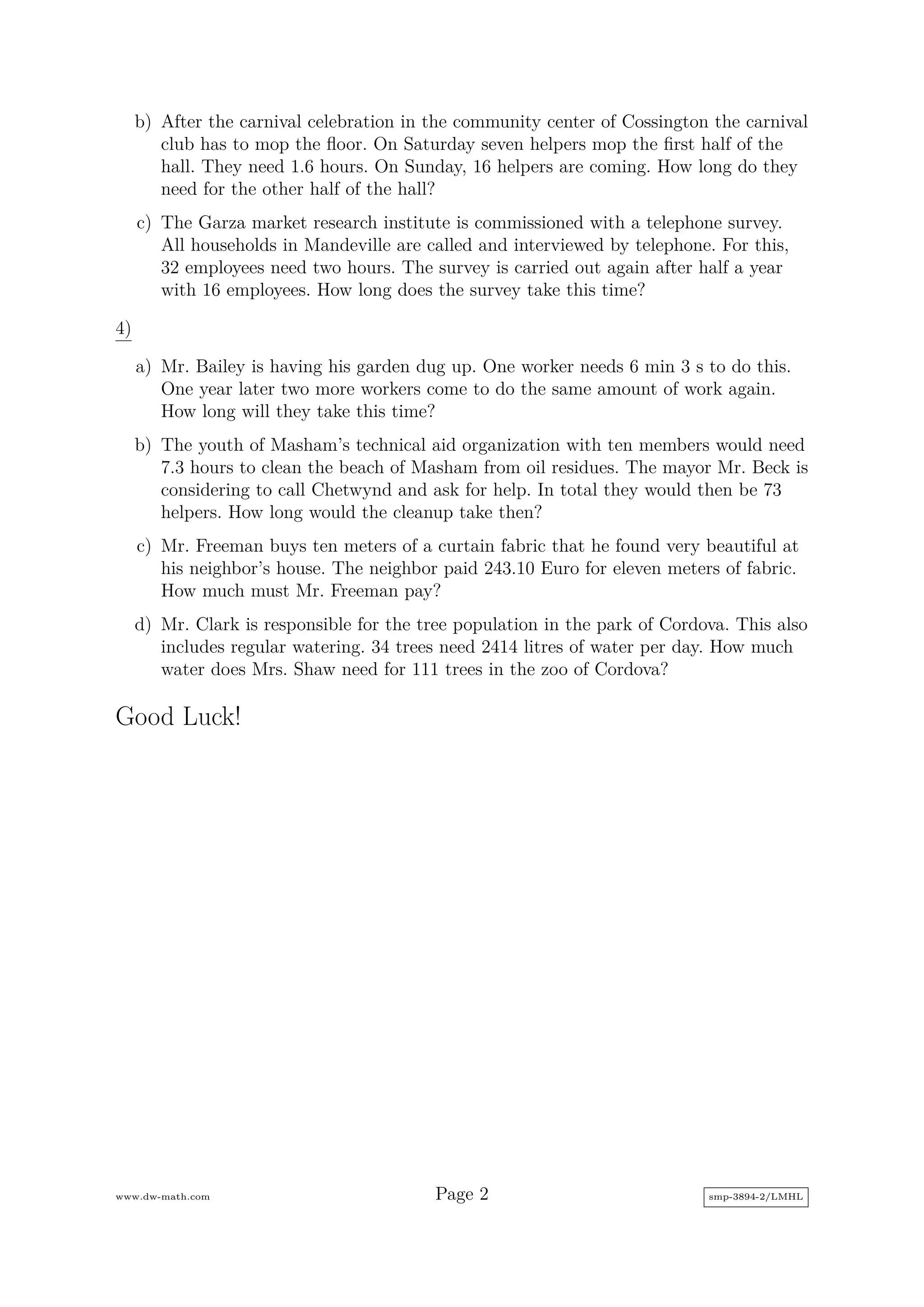 Rule of three word problems - Worksheet two | PDF