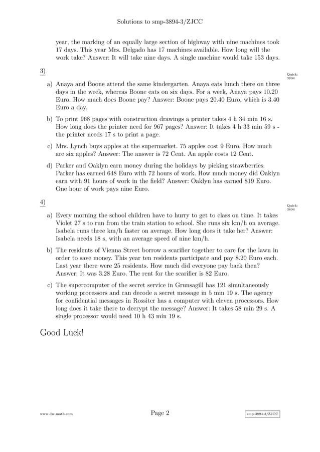 Rule of three word problems - Worksheet three - Answers | PDF