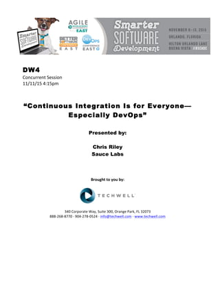 Continuous Integration Is for Everyone—Especially DevOps | PDF