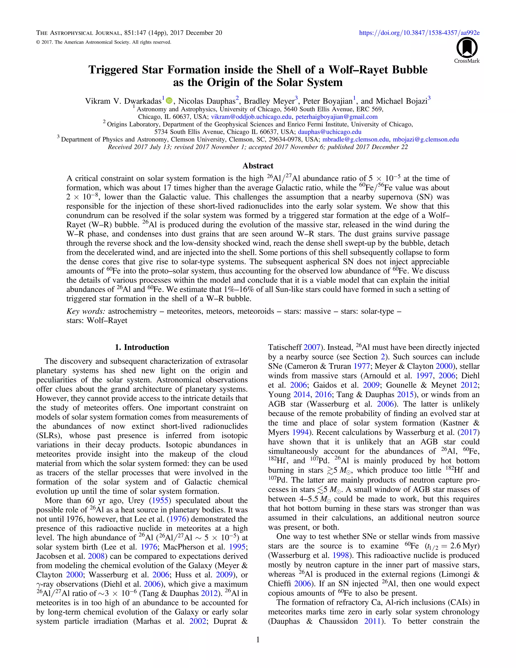 Triggered Star Formation inside the Shell of a Wolf–Rayet Bubble as the ...