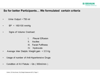 Dry weight assessment in hemo dialysis patients tirupathi- 2013 | PPT