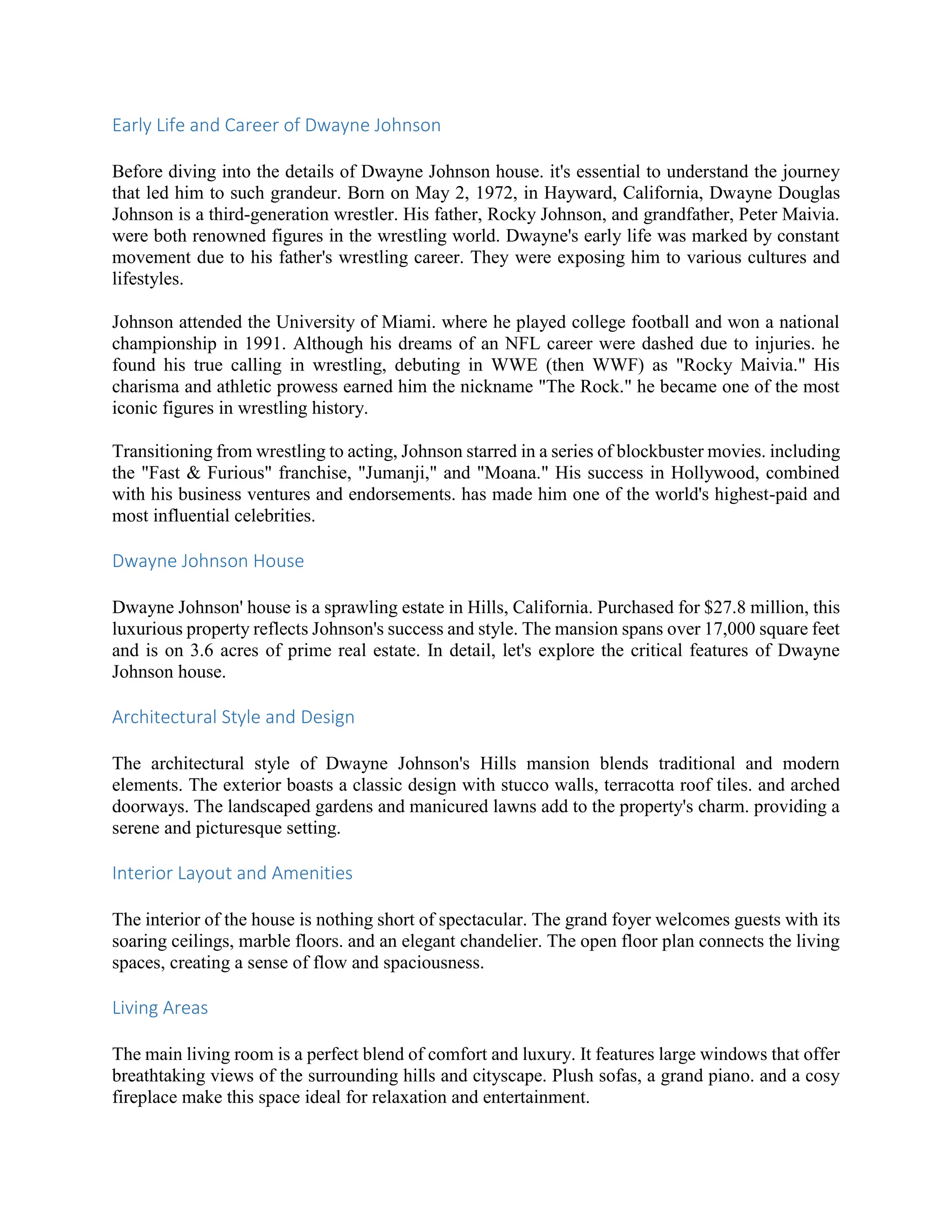 Dwayne Johnson House: A Look Inside the Luxurious Homes of “The Rock ...