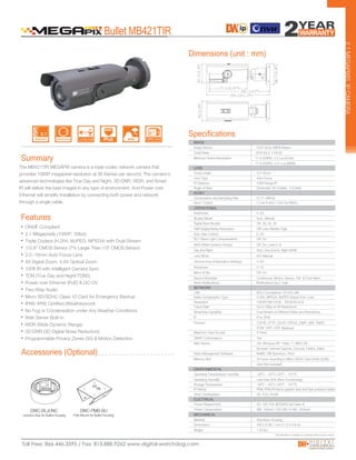Digital Watchdog DWC-MB421TIR Data Sheet | PDF | Cameras and Camcorders | Consumer Electronics