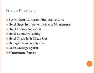 HOTEL MANAGEMENT SYSTEM PPT PRESENTATION | PPTX