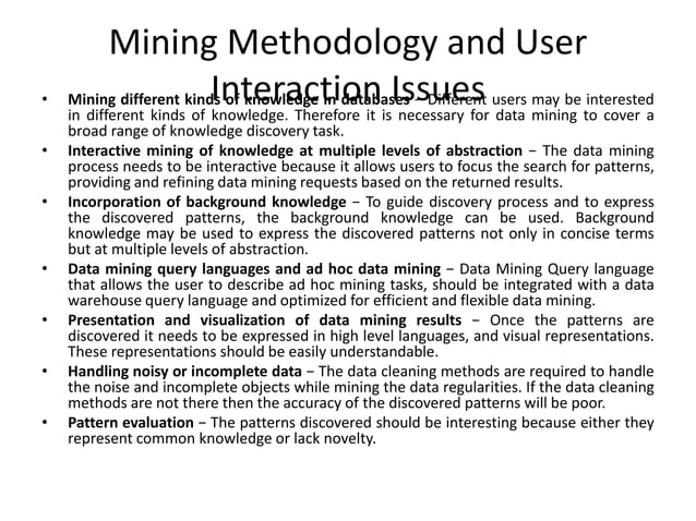 Data mining issue slide for data mining and data warehousing | PPT