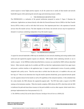 DWDM-RAM: An Architecture for Data Intensive Service Enabled by Next Generation Dynamic Optical ...