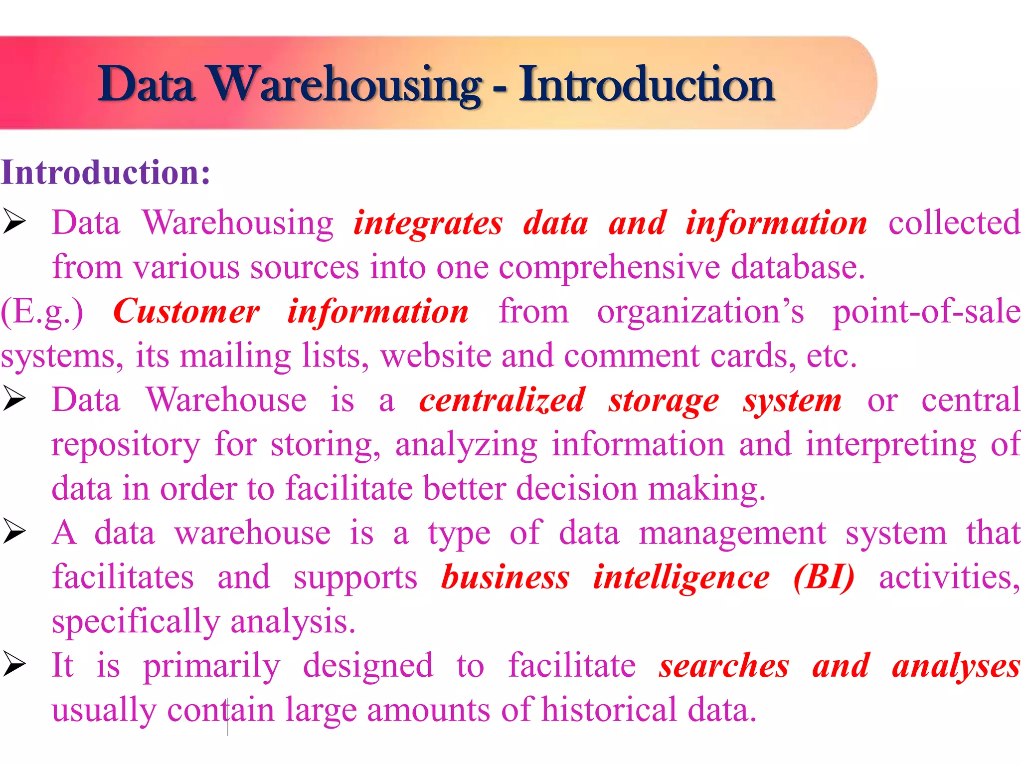 Introduction to Data Warehouse | PDF | Databases | Computer Software and Applications
