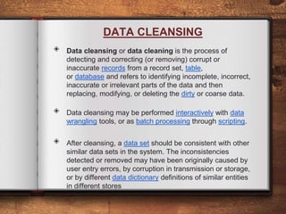 DATA PREPROCESSING AND DATA CLEANSING | PPTX