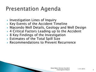 Deep Water Horizon Accident Investigation Lessons Learned | PPTX