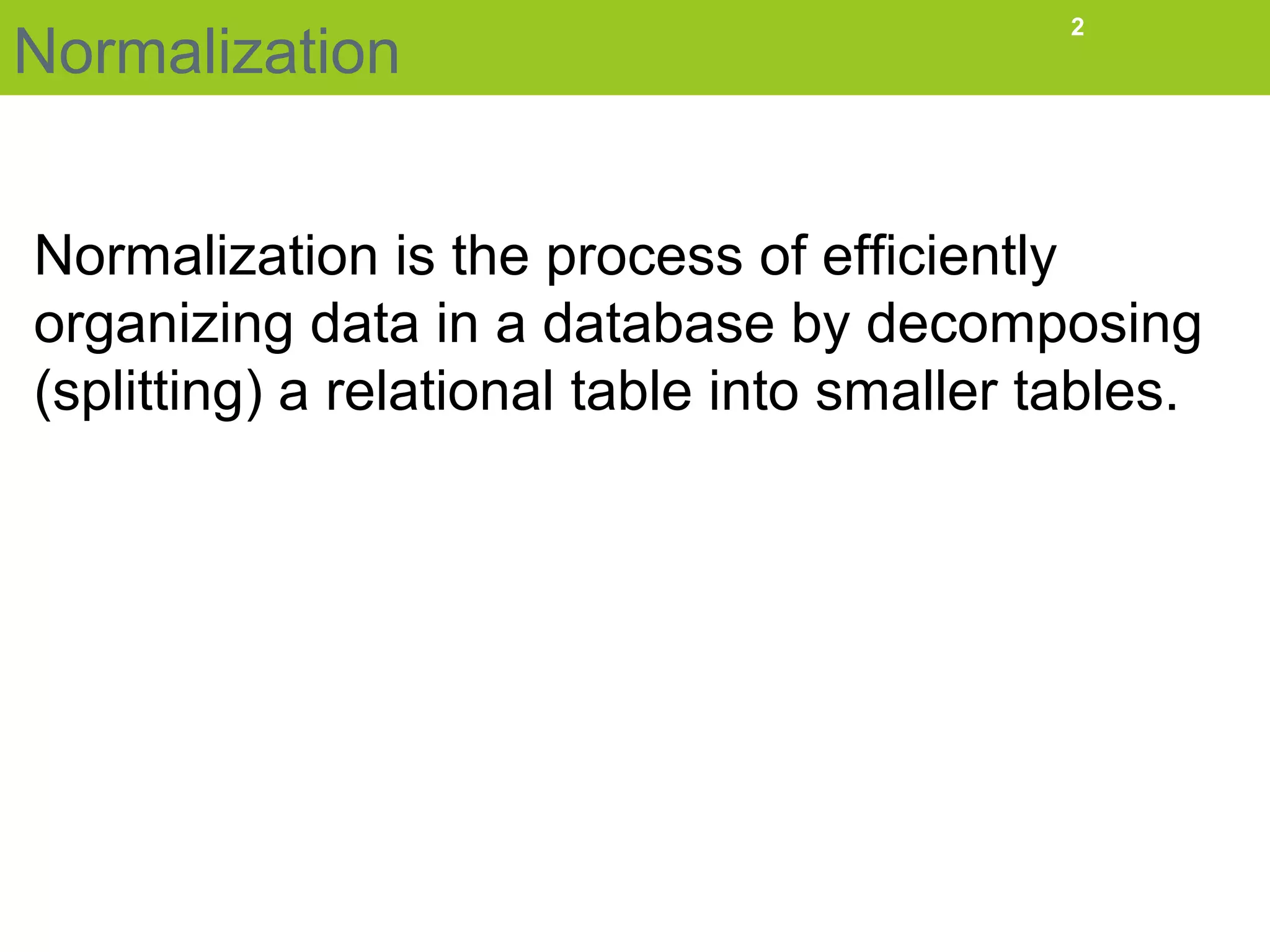 Dwh lecture-06-normalization | PPT