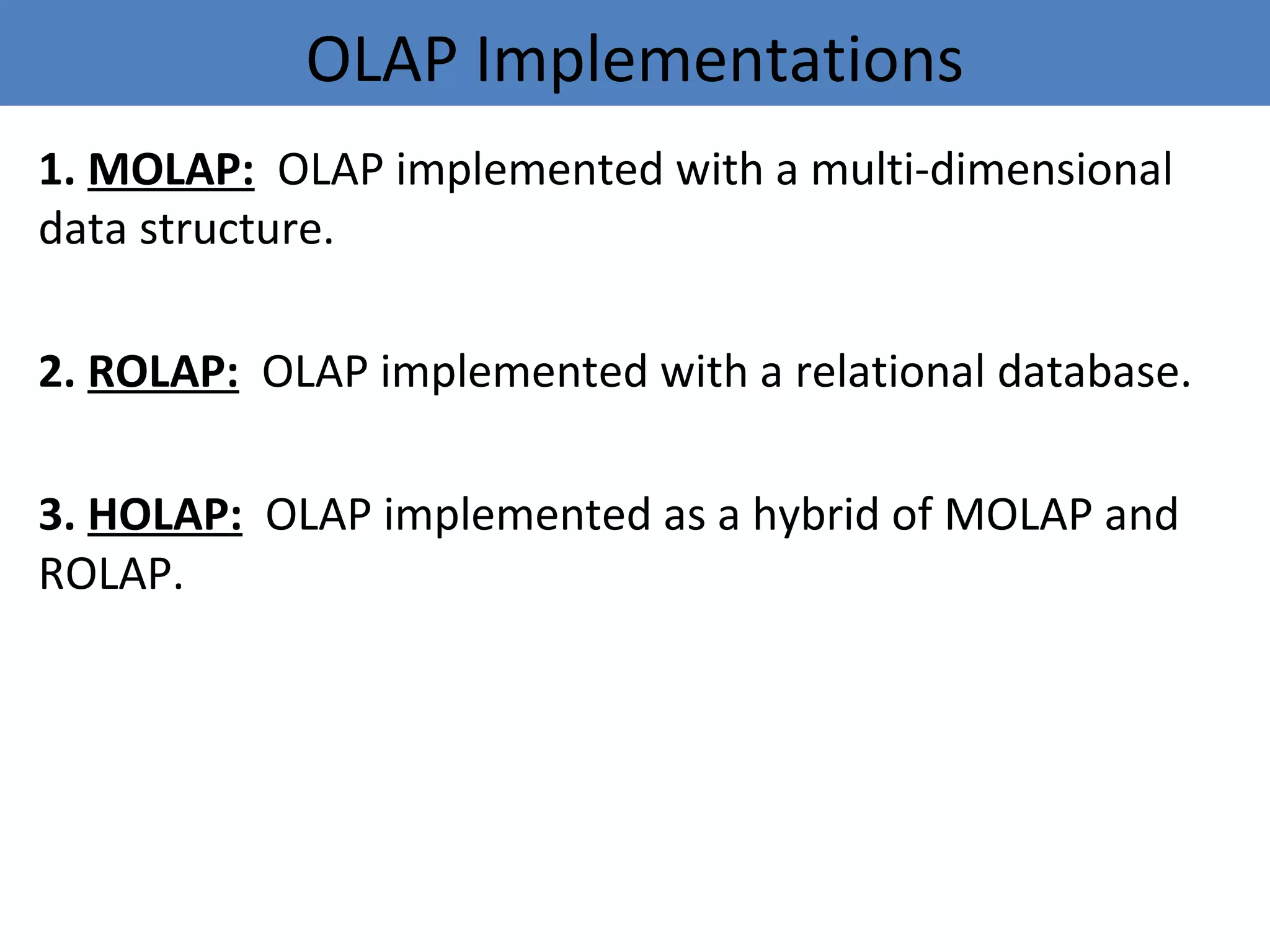 Dwh Lecture 11 Molap Ppt Databases Computer Software And Applications