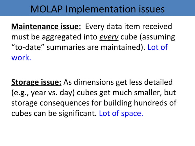 Dwh Lecture 11 Molap Ppt Databases Computer Software And Applications